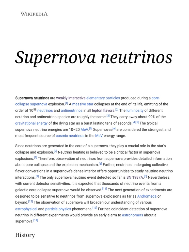 Supernova Neutrinos - Wikipedia | PDF | Neutrino | Supernova