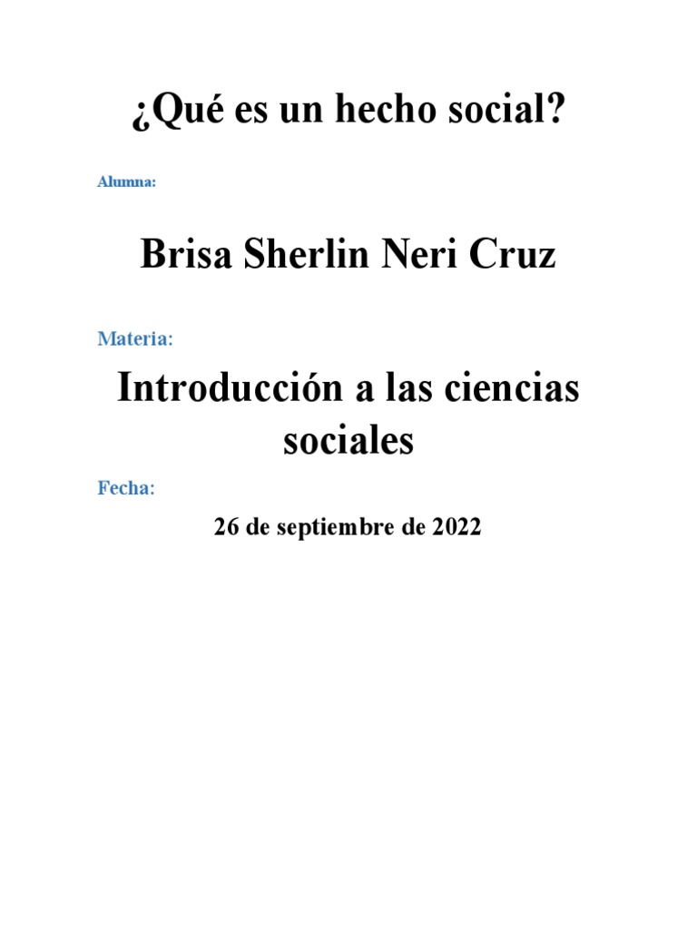 Qué Es Un Hecho Social | PDF