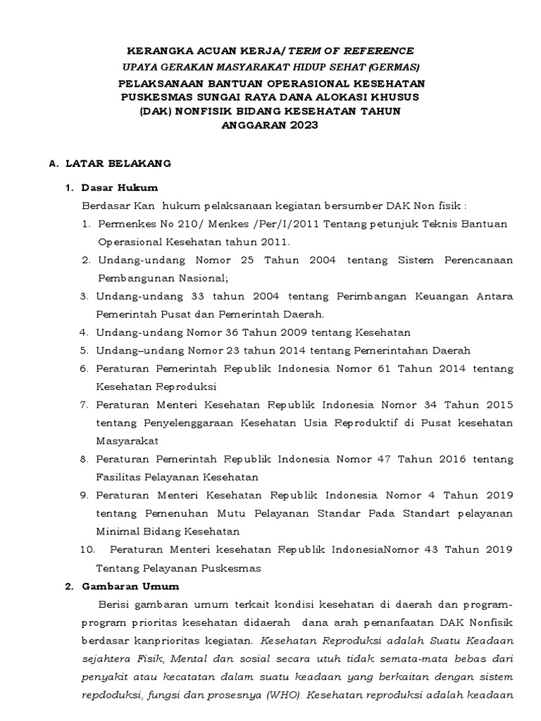 Tor Program Promkes Germas Tahun 2023 | PDF | Pengembangan Diri