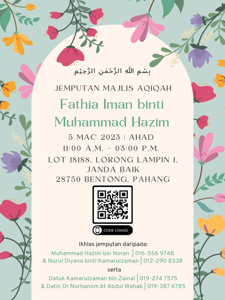 Fathia's Aqiqah PRINT | PDF