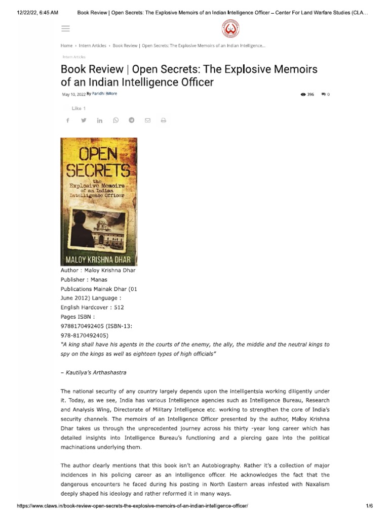 Book Review CLAWS - Open Secrets | PDF