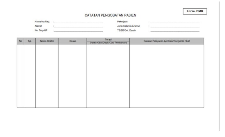 Form Catatan Penggunaan Obat | PDF