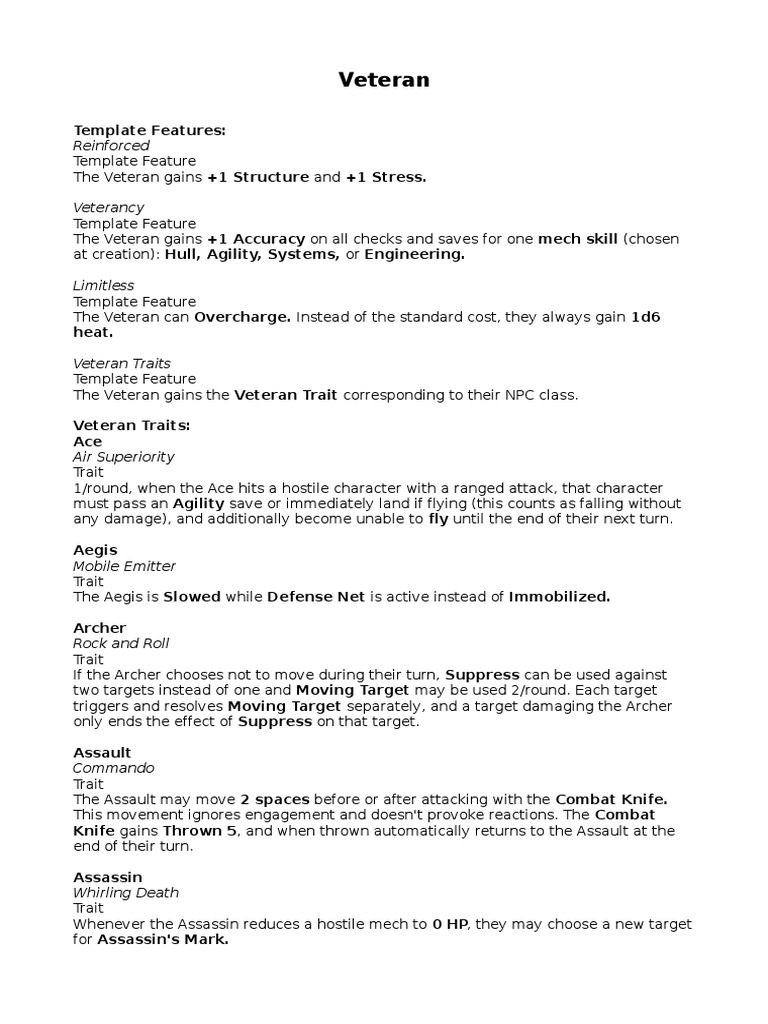 Veteran Revised Template | PDF | Military Technology | Projectile Weapons