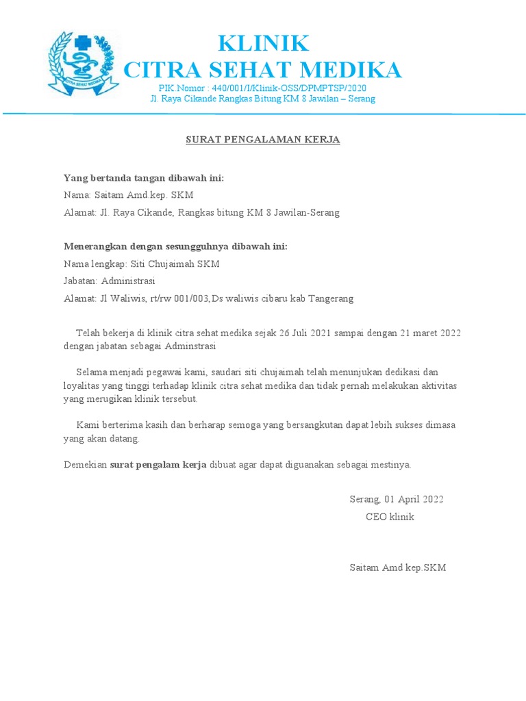 Surat Pengalan Kerja | PDF | Bisnis | Teknologi & Rekayasa