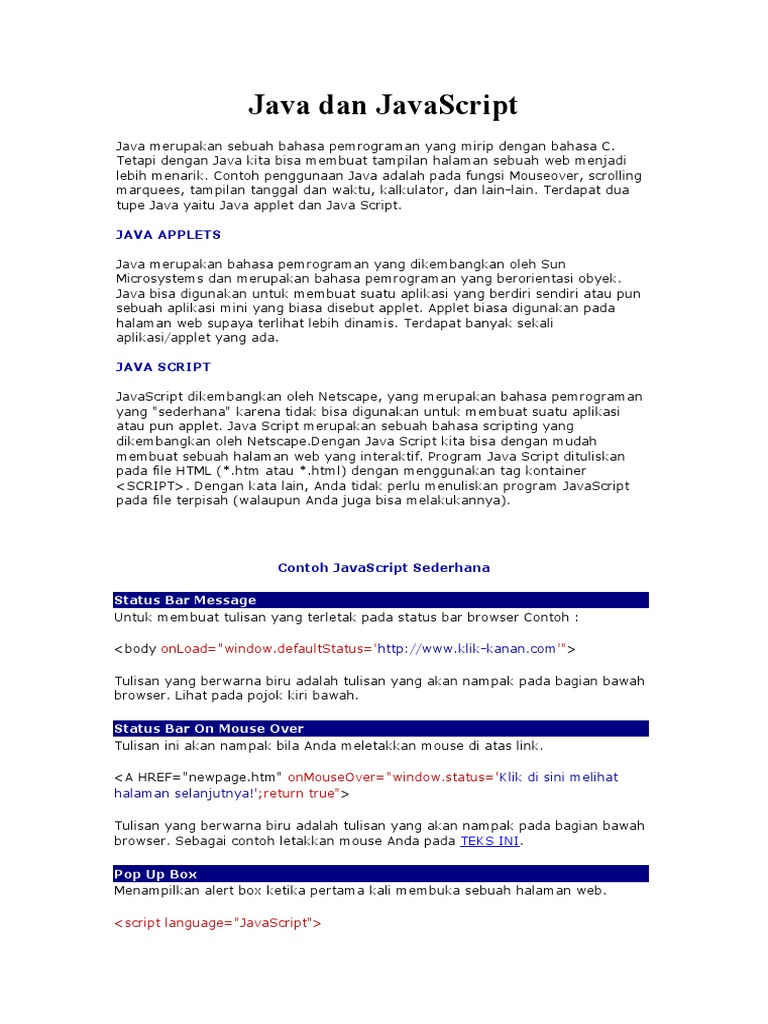 Tutorial Java Dan JavaScript | PDF