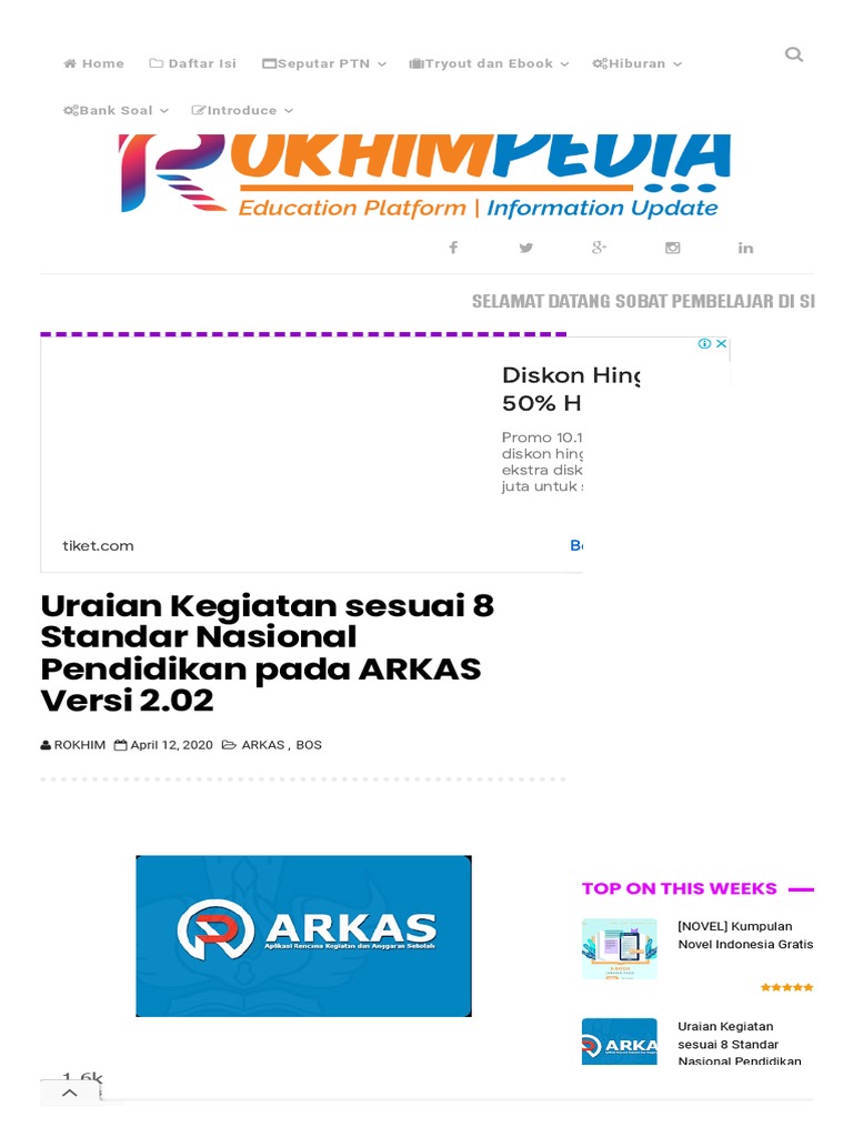 Uraian Kegiatan Sesuai 8 Standar Nasional Pendidikan Pada ARKAS Versi 2.02 - ROKHIMPEDIA - 1 | PDF