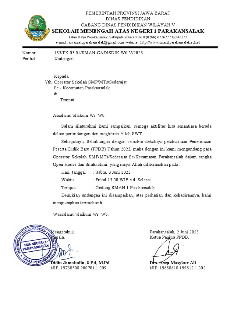 Undangan Open House PPDB 2023 | PDF