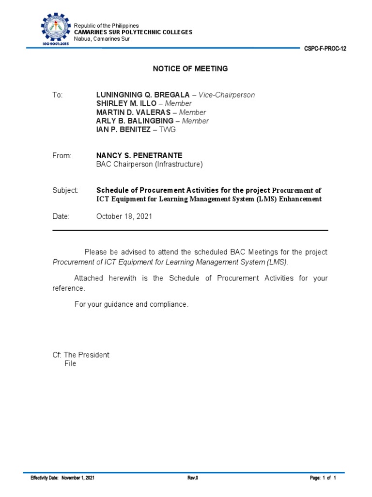 Notice-of-Meeting_BAC Members_sample | PDF