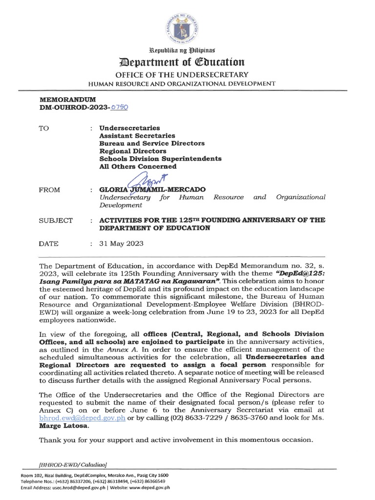 [DM-OUHROD-2023-0750] FO - Activities for the 125ht Founding ...