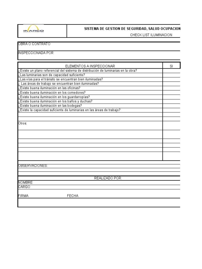 Check List de Iluminación | PDF
