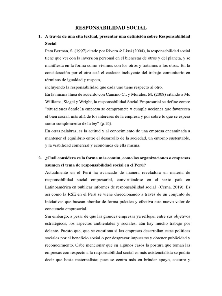 Responsabilidad Social | PDF | Responsabilidad social corporativa | Economias