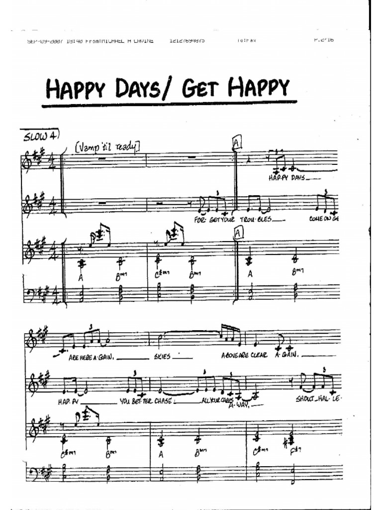 Happy Days:Come On Get Happy Duet | PDF
