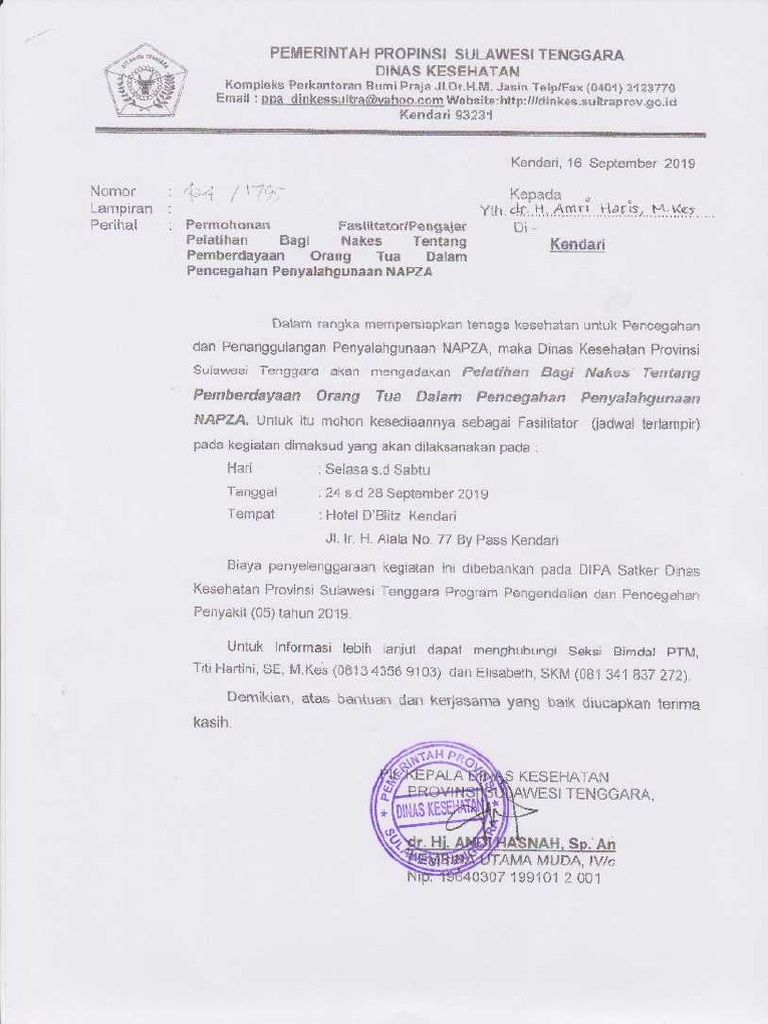 Undangan Fasilitator Prov | PDF