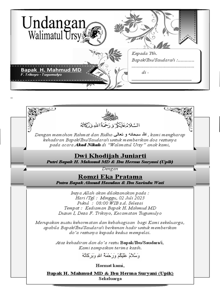 Undangan Walimatul Ursy | PDF