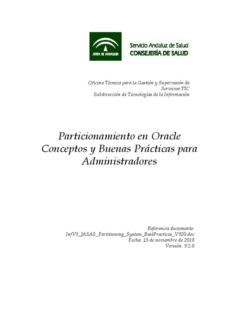 Particionamiento Oracle: Conceptos y Prácticas | PDF | SQL | Bases de datos