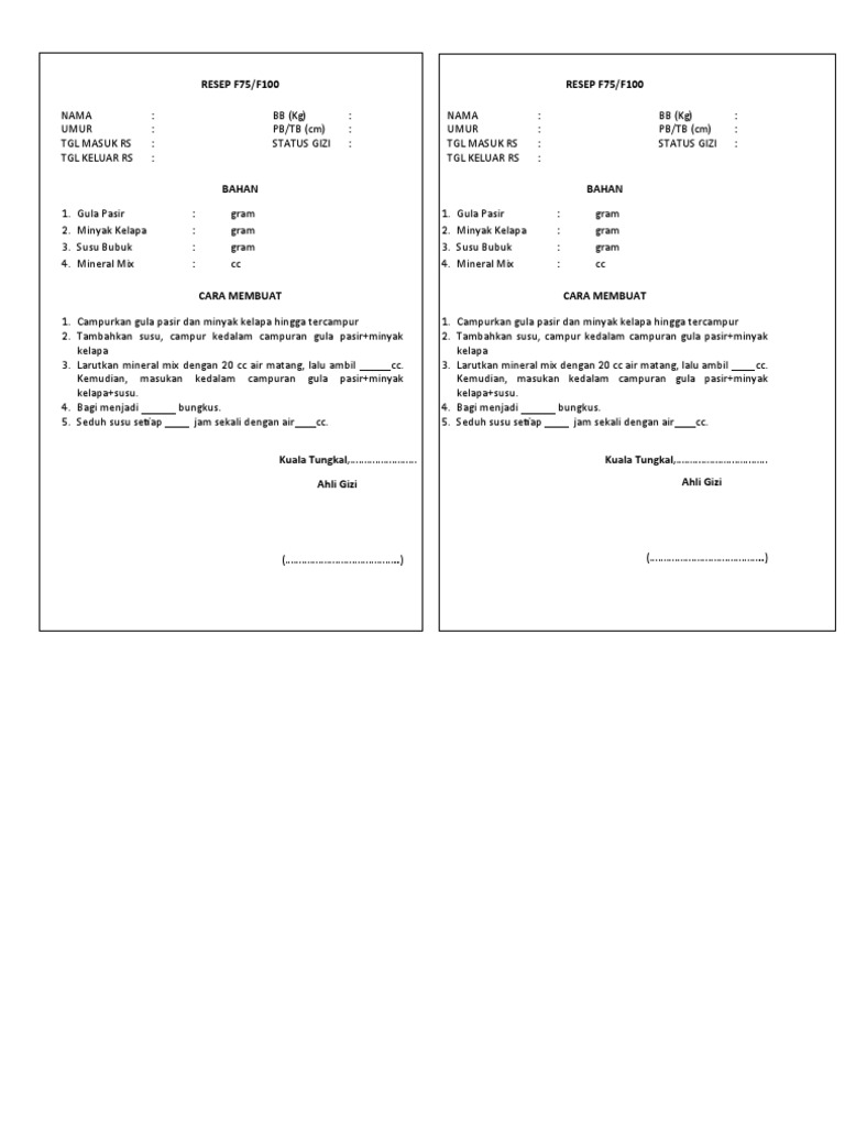 Resep F75 F100 | PDF
