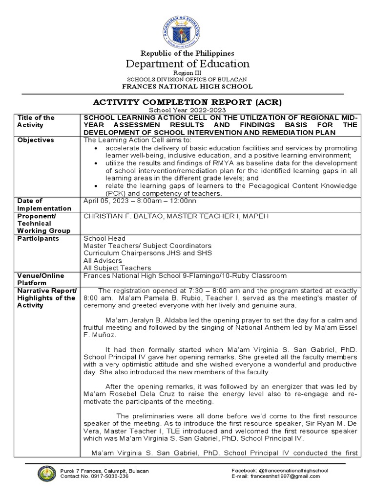 ACR SLAC April 05 2023 | PDF | Learning | Behavior Modification