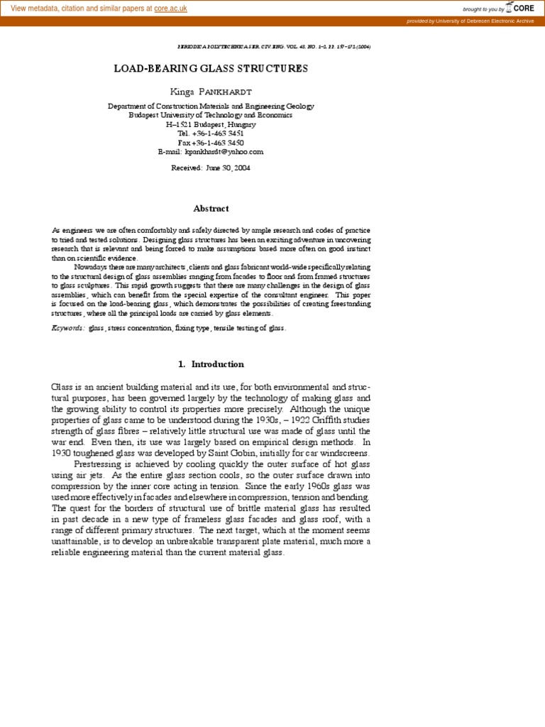 Load-Bearing Glass Structures | PDF | Strength Of Materials | Stress ...