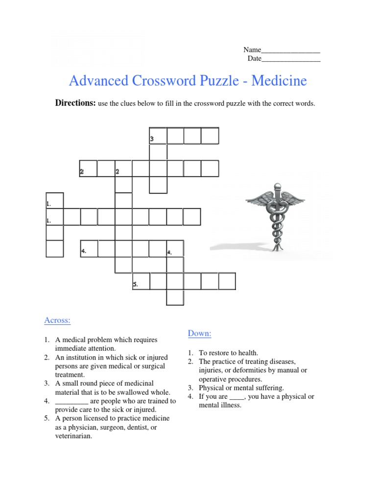 Advanced Crossword Puzzle - Medicine | PDF | Self-Improvement | Science ...