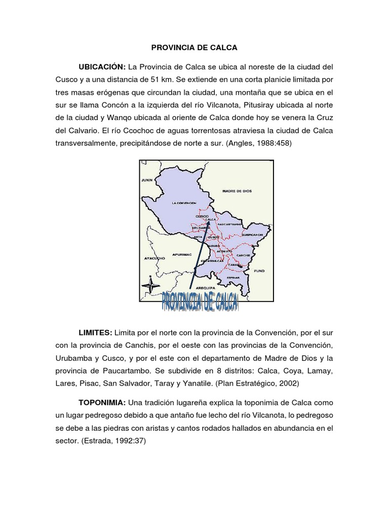 Historia y Geografía de Calca, Cusco | PDF | Imperio Inca | Perú