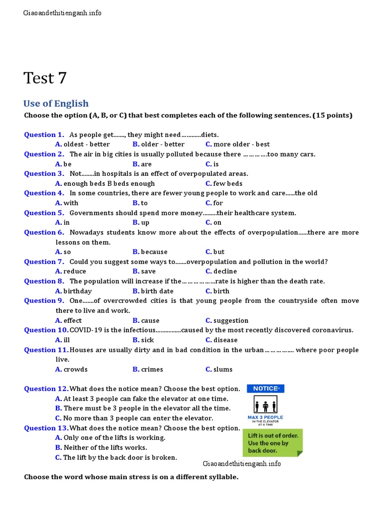 Practice Tests - Tiếng Anh 7 I-learn Smart World Test | PDF | China ...
