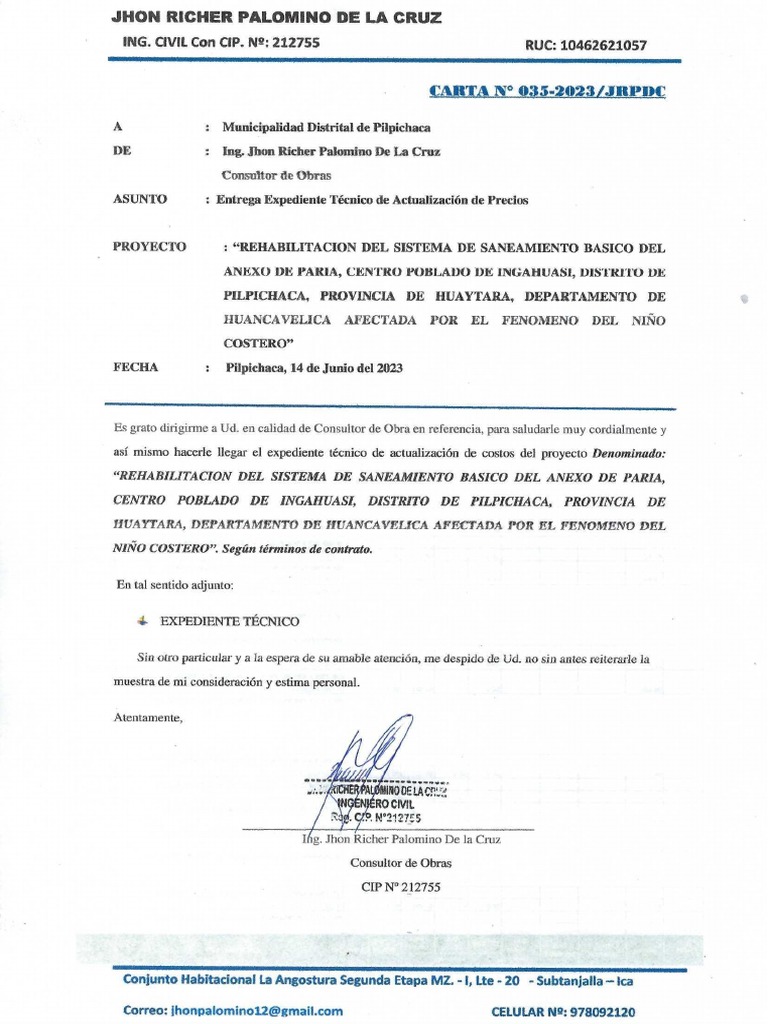 Cartas Entrega Expediente | PDF