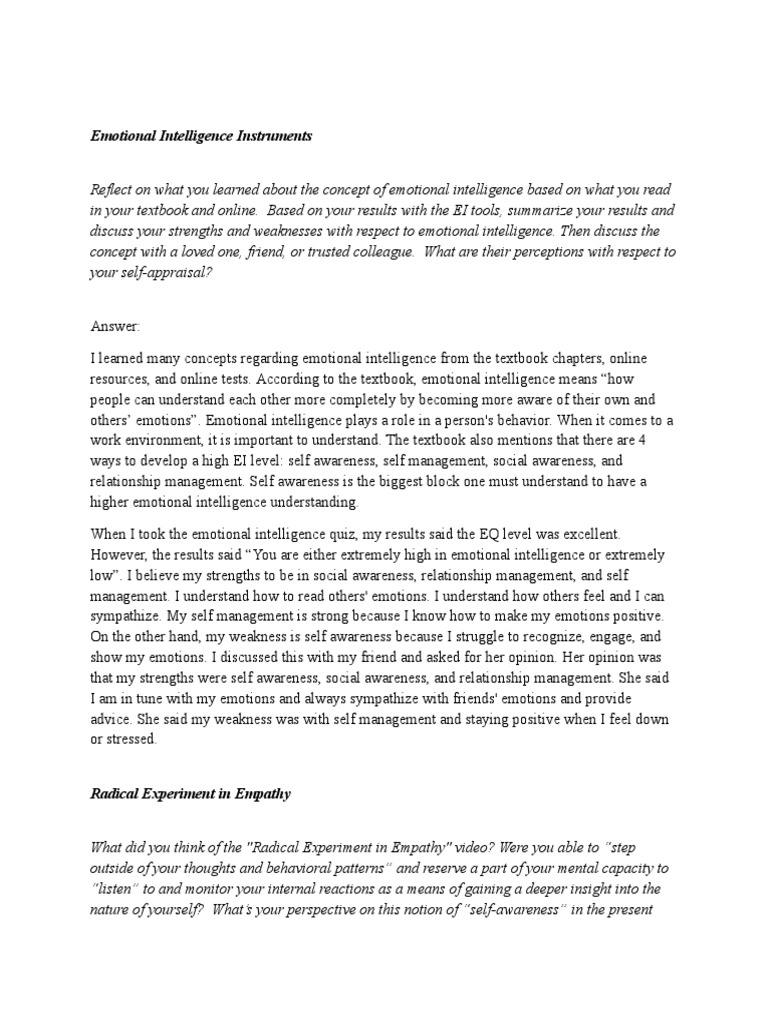 Ogl 220 Module 2 Ei and Empathy Worksheet | PDF | Emotional Intelligence | Empathy