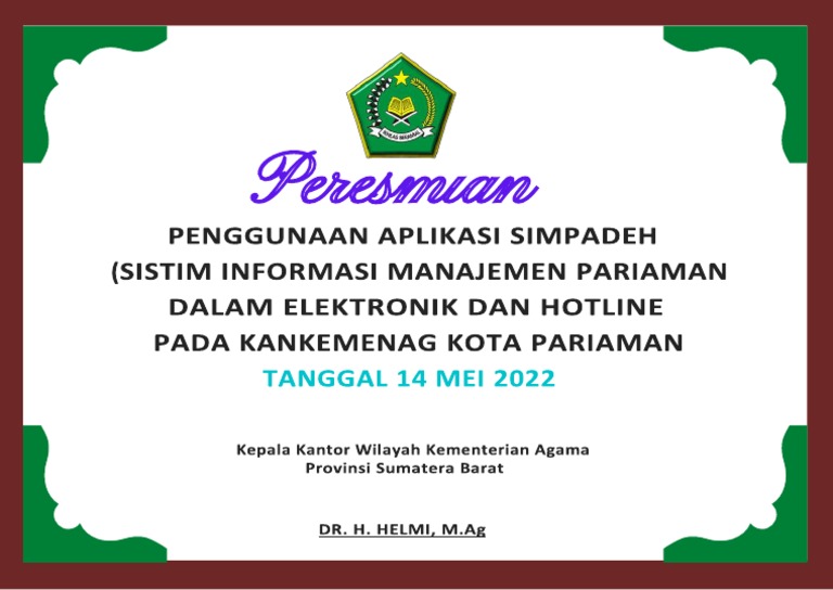 Kuning Dan Merah Piagam Penghargaan Pendidikan SMP Certificate | PDF