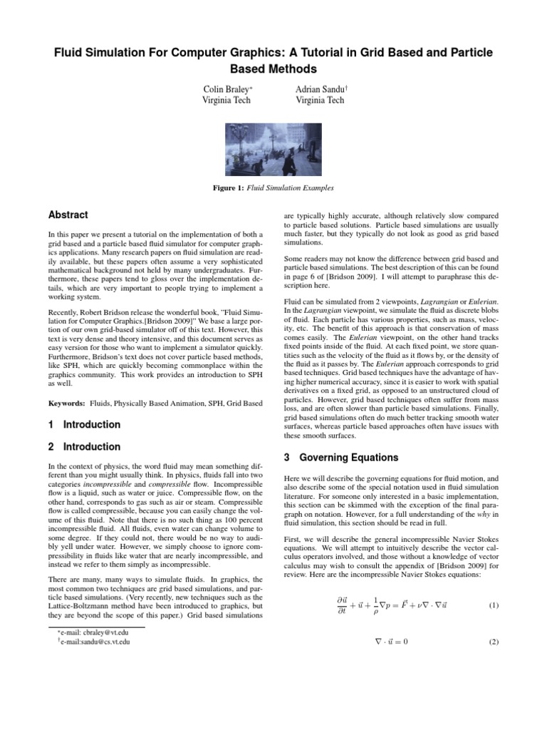 Fluid Simulation For Computer Graphics: A Tutorial in Grid Based and Particle Based Methods ...