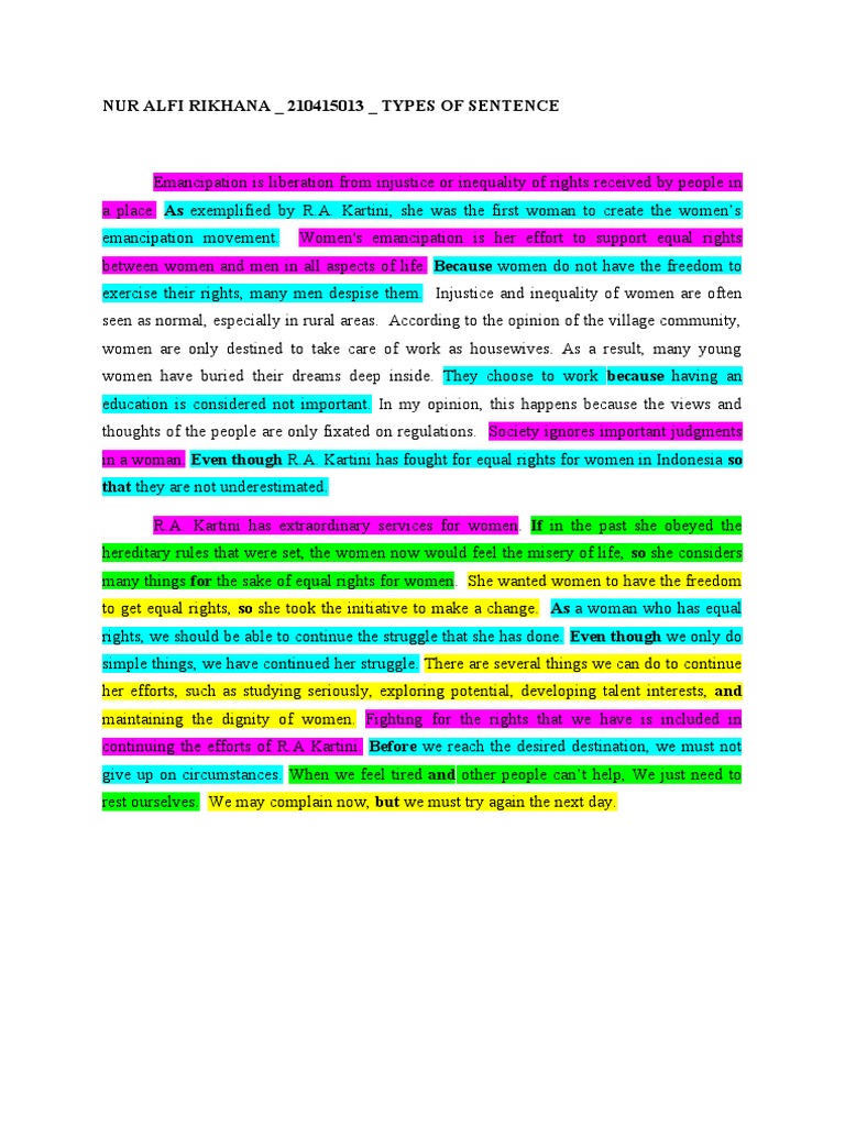 Nur Alfi Rikhana - Types of Sentences | PDF | Syntax | Grammar