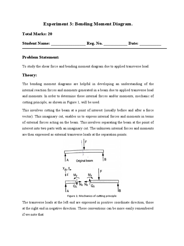 Lab 3 - Bending Moment Diagrams (Copy) | PDF | Bending | Beam (Structure)