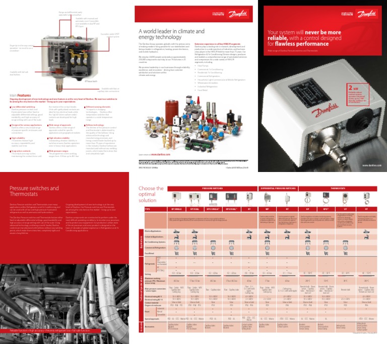 Danfoss Pressure Switches Overview | PDF | Refrigeration | Thermostat