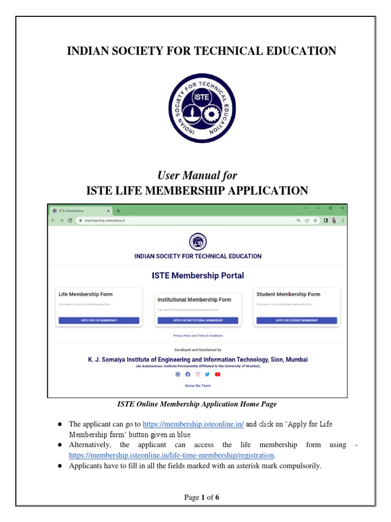 ISTE Life Membership Application Guide | PDF | Receipt | Information ...