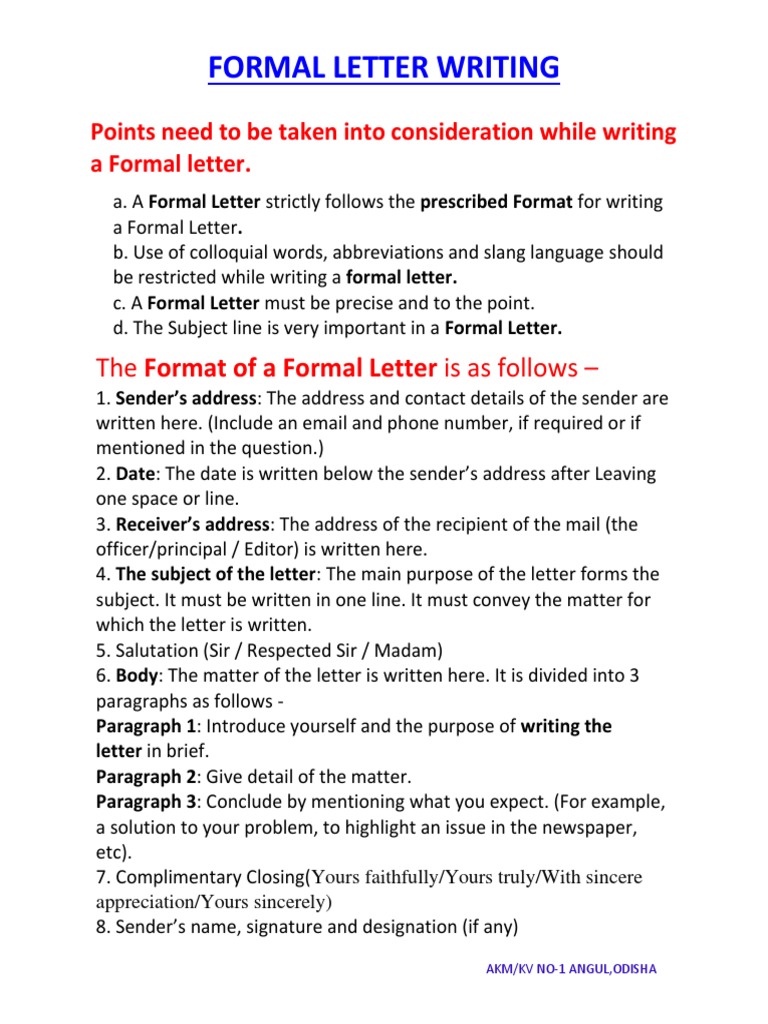 Formal Letter Writing Guide for Class 9 | PDF | Career & Growth ...