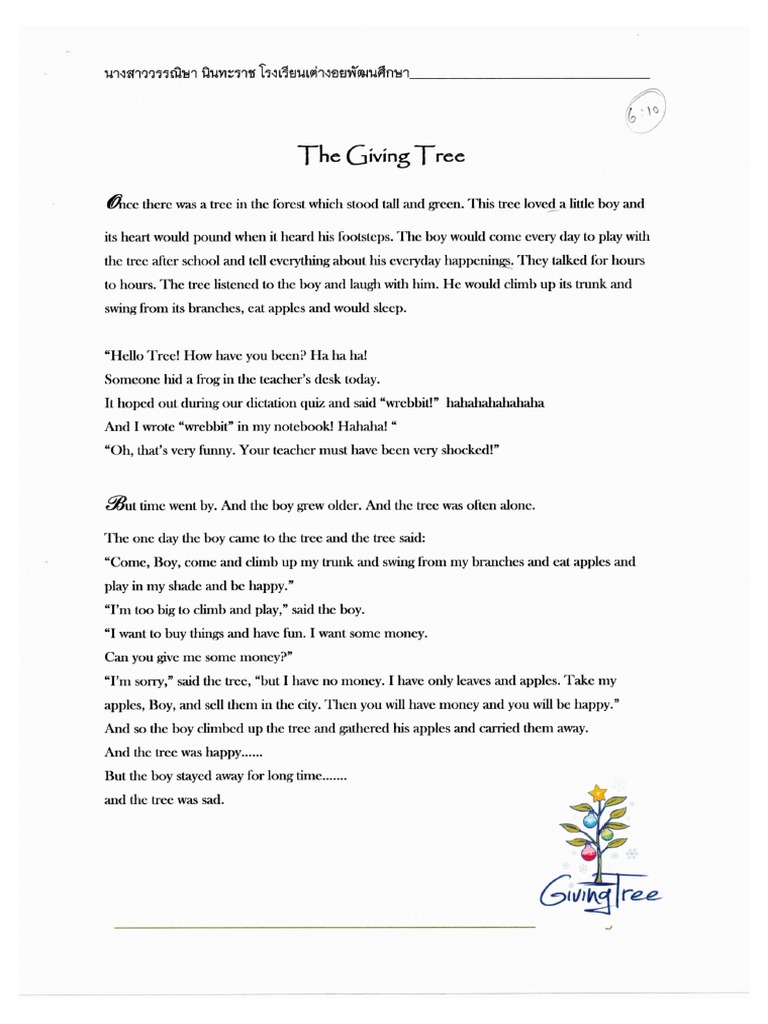 The Giving Tree Story Telling Script 1 | PDF