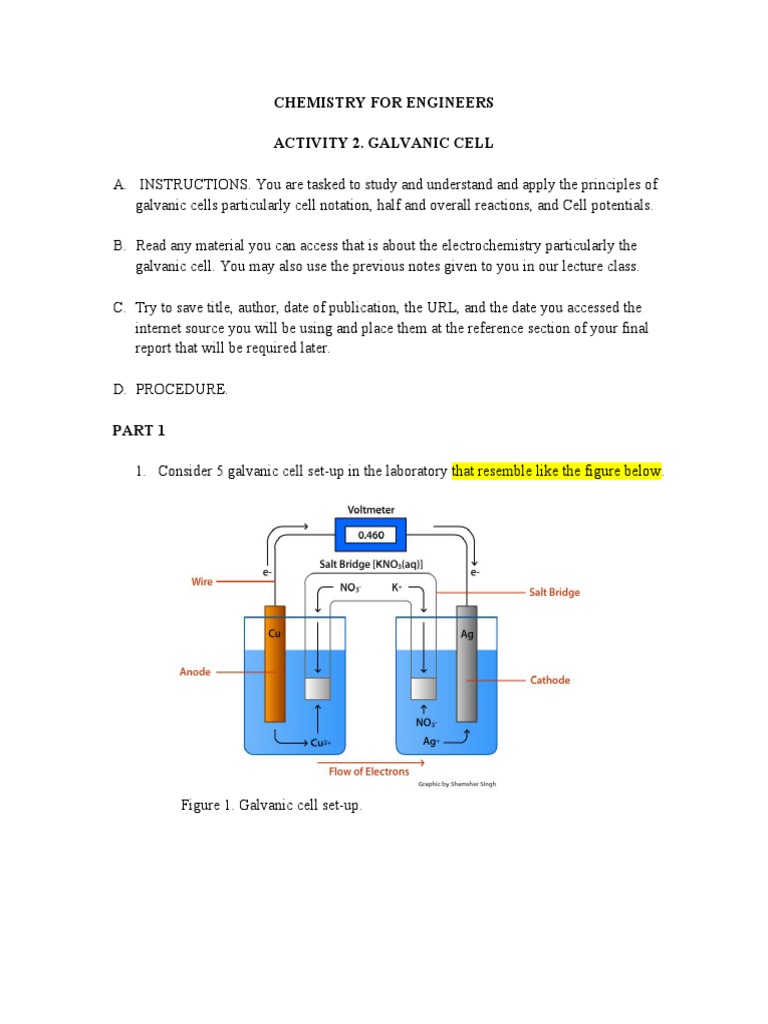 LABORATORY ACTIVITY 2 GALVANIC CELL MARCH 17 | PDF | Redox | Anode