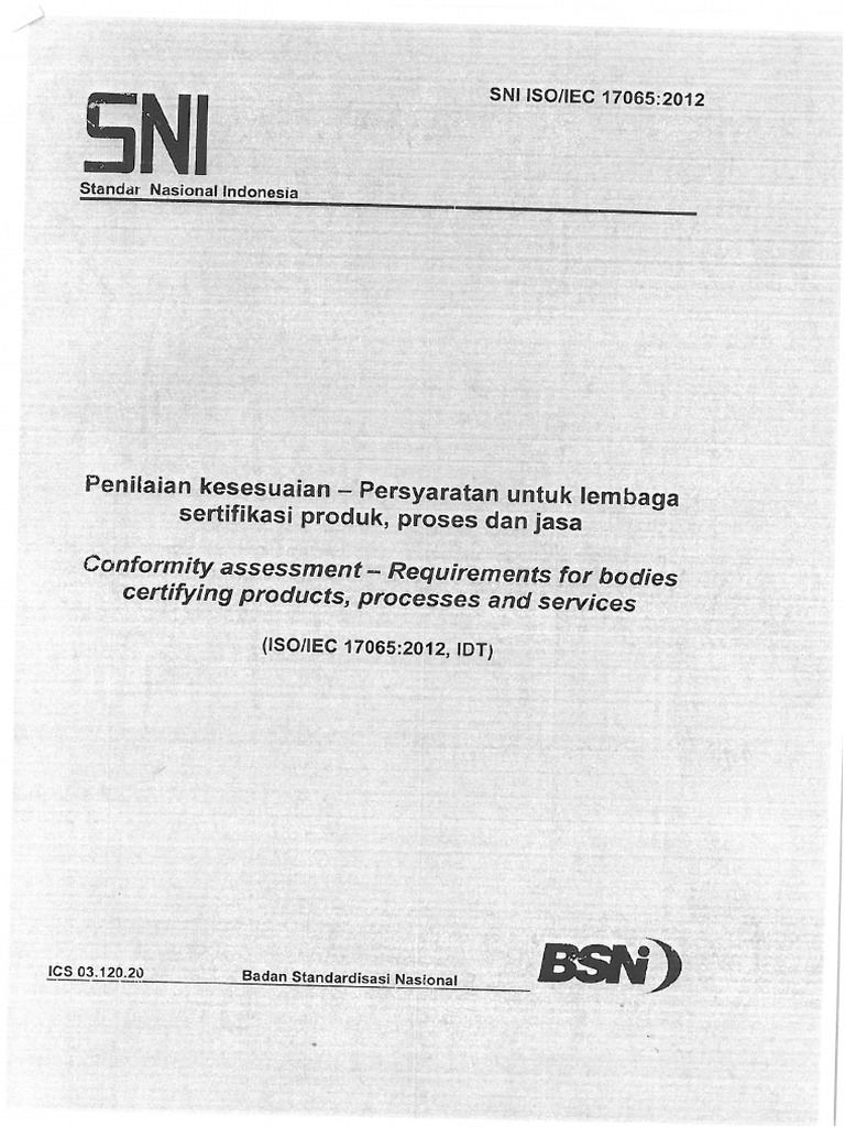 Sni Iso Iec 17065-2012 | PDF
