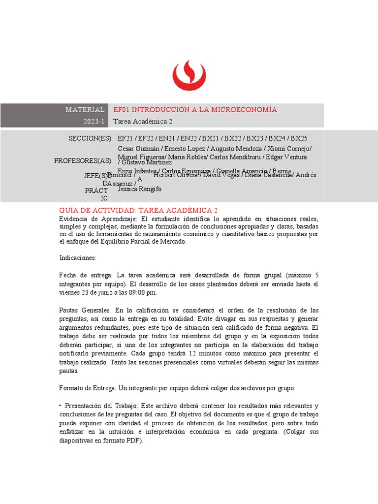 Introducción A La Microeconomía TA2 2023 1 V2 | PDF | Elasticidad (economía) | Monopolio