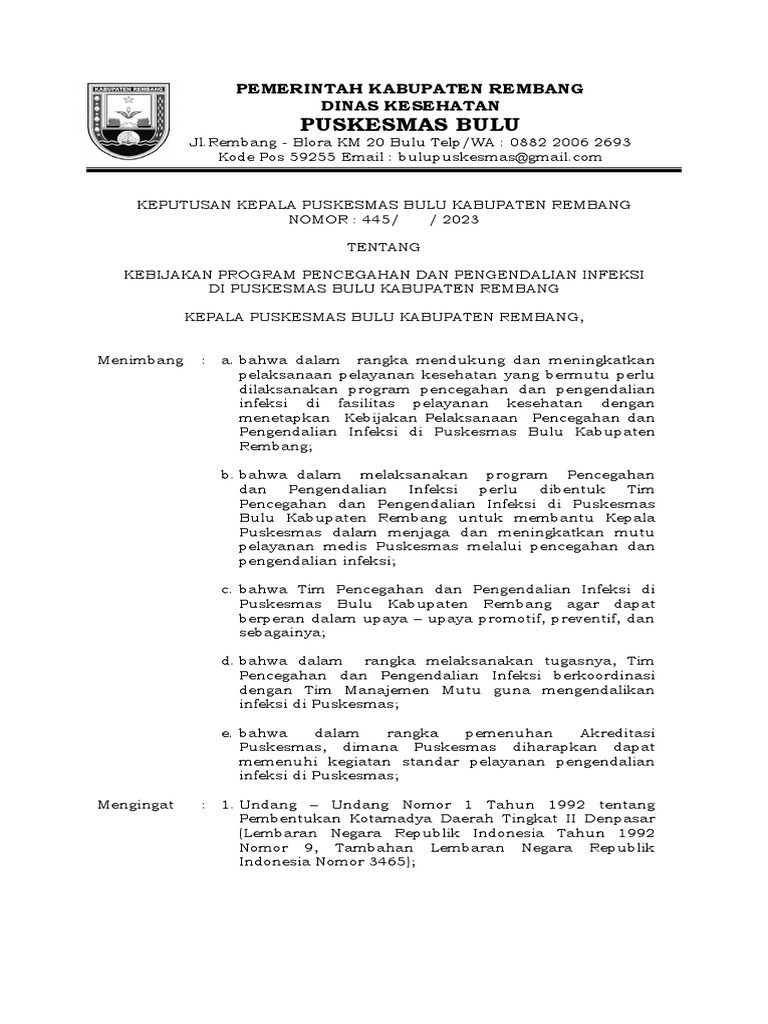 SK - Kebijakan & Tim Ppi | PDF | Pengembangan Diri | Kesehatan Holistik