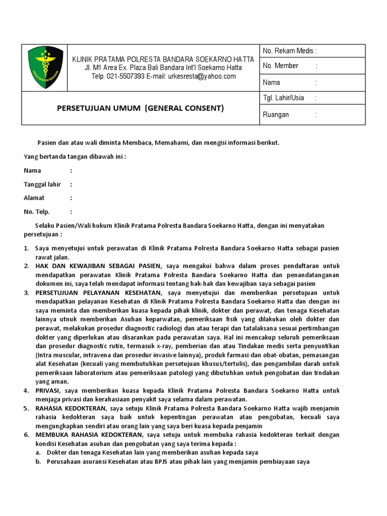 Form General Consent BSH 2023 Maret | PDF