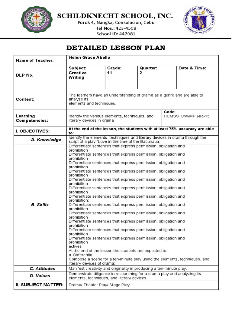 Semi-Detailed Lesson Plan (Creative Writing) | PDF | Plot (Narrative ...