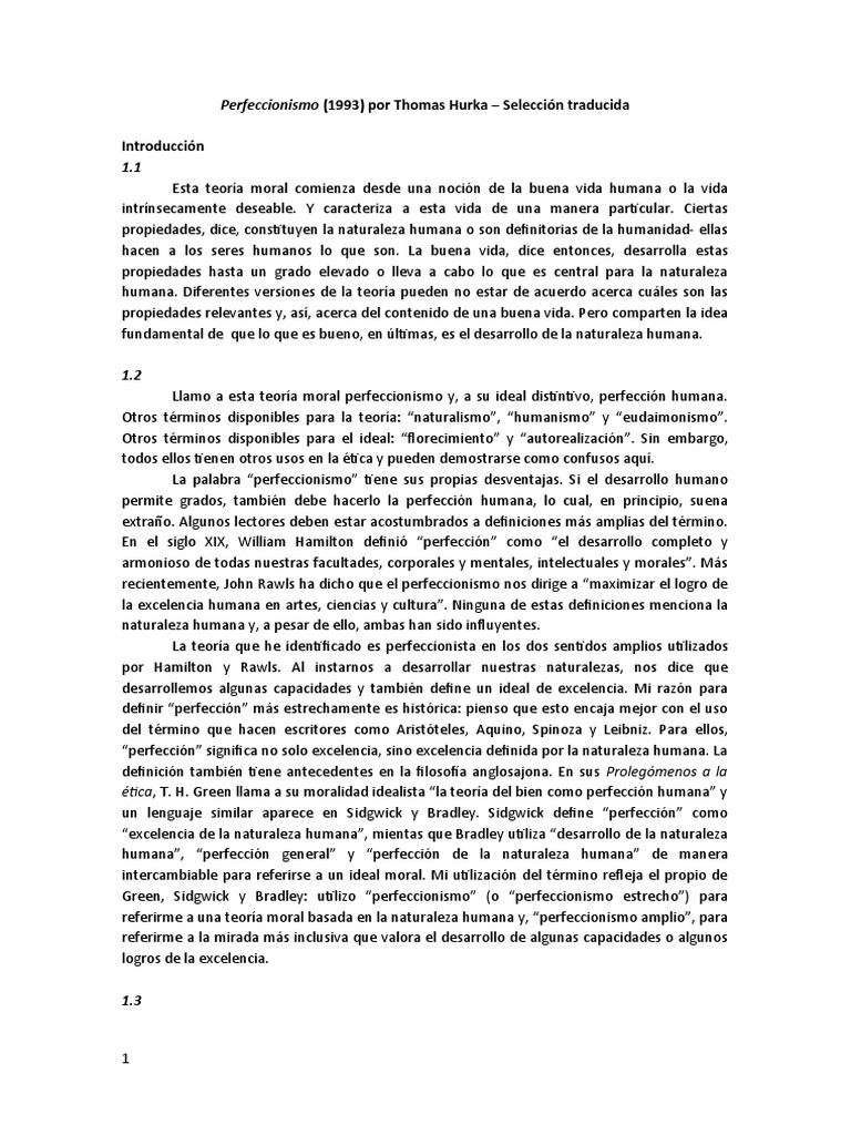 Perfeccionismo: Teoría Moral y Excelencia Humana | PDF | Moralidad | La ...