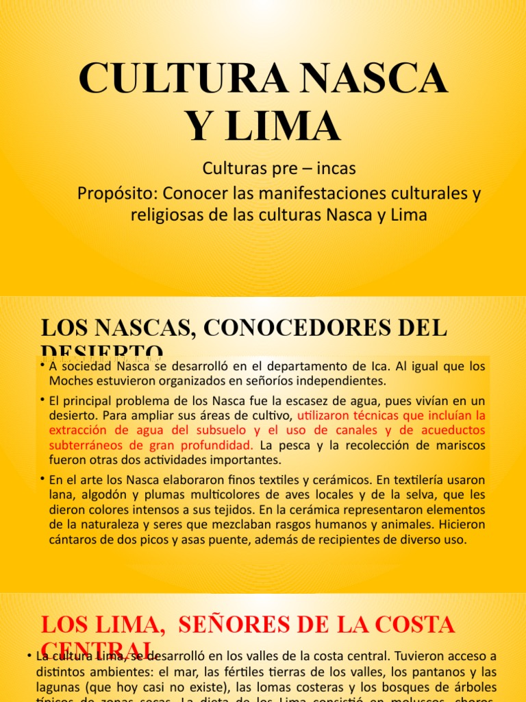 Culturas Nasca y Lima: Manifestaciones Culturales | PDF | Lima