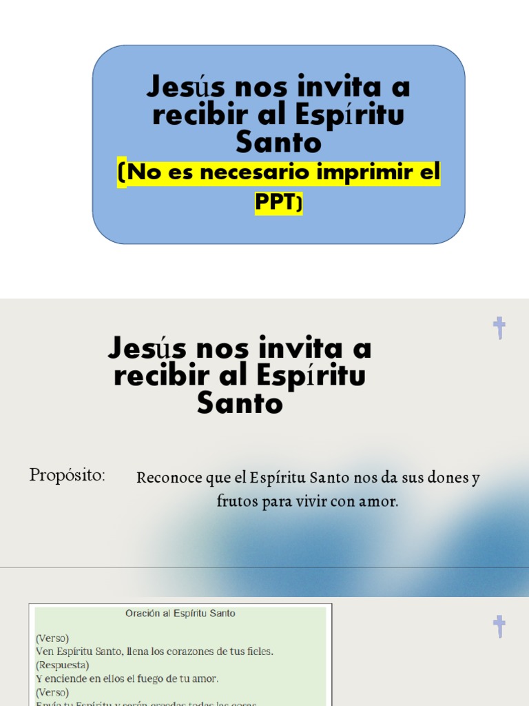 4° - Educ. Religiosa - Jesús Nos Invita A Recibir Al Espíritu Santo | PDF