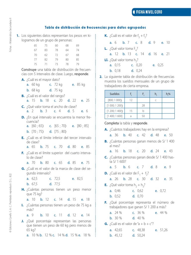 F0 - Tabla de Distribución de Frecuencias para Datos Agrupados | PDF