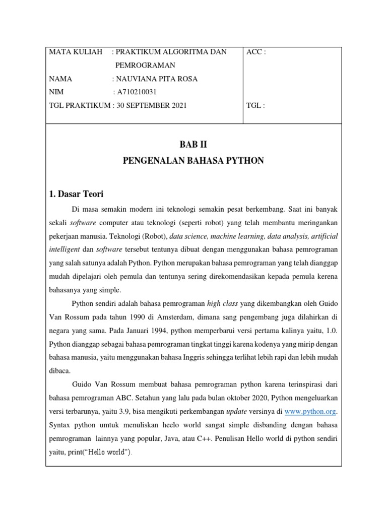 Pengenalan bahasa Python | PDF