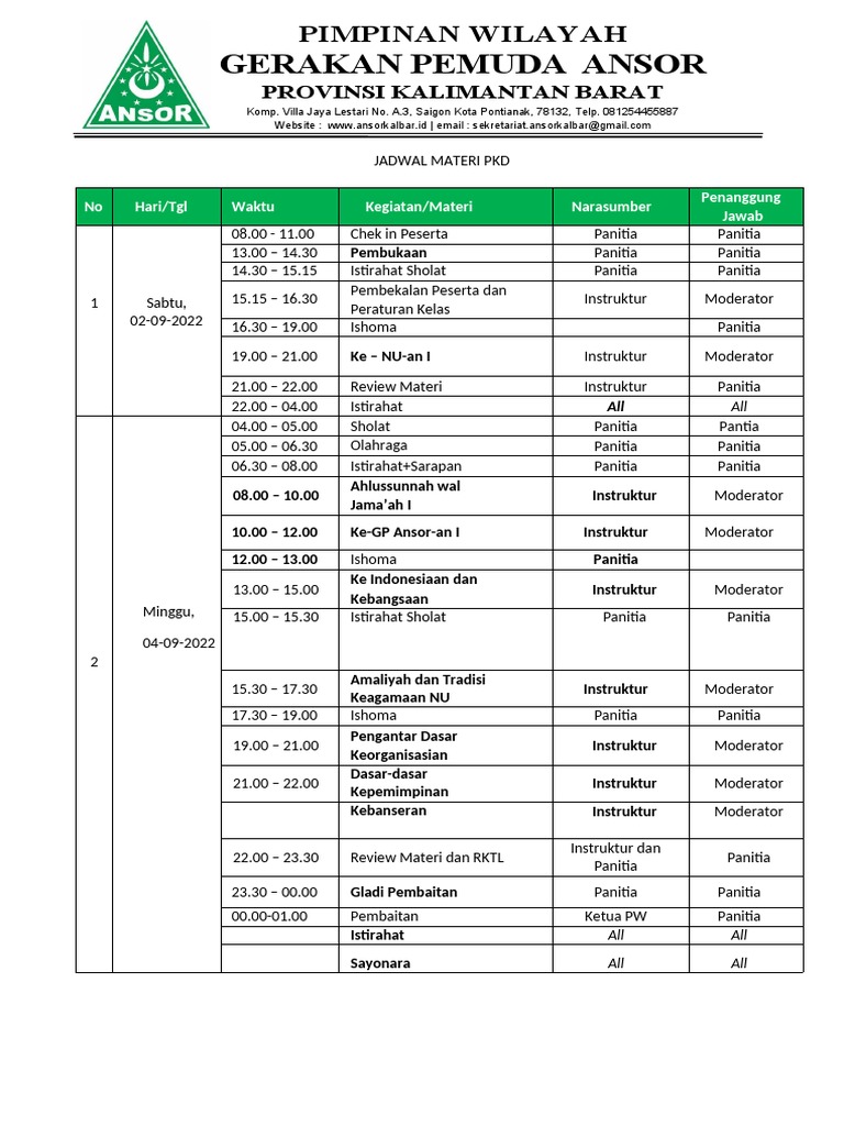 6-Jadwal Materi PKD | PDF