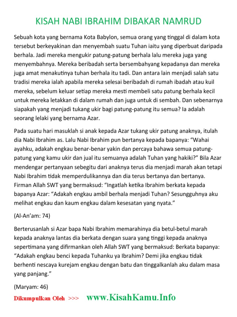 Kisah Nabi Ibrahim Dibakar oleh Namrud | PDF