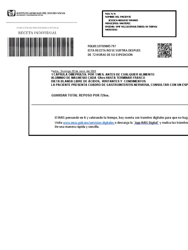 Receta Del Imss | PDF