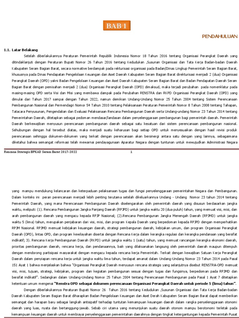 Renstra Bppkad 2017-2019 - Ok Fix | PDF